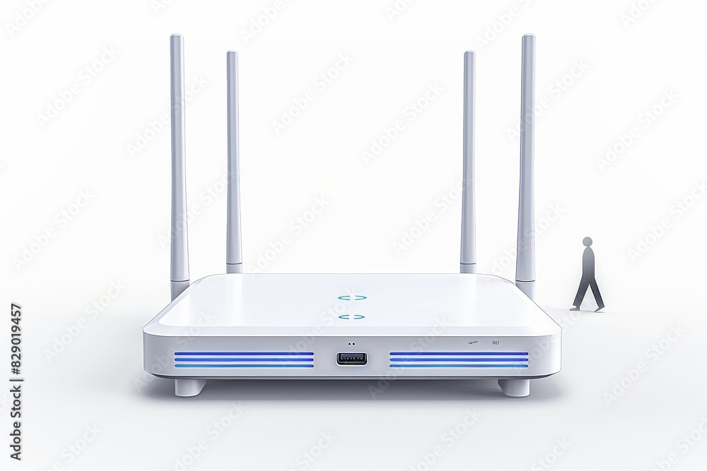 Network setup concept with multiple devices connected wirelessly ...