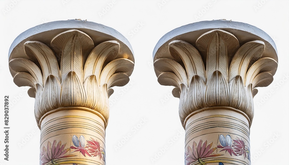 egyptian pillar egyptian column with lotus and papyrus motifs isolated ...