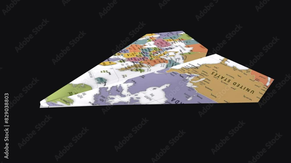 Paper Plane - World Map - Flying Loop- I - Top Angle Side View ...