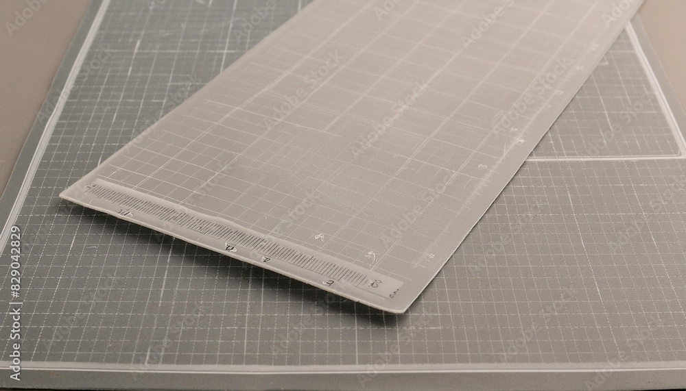 gray cutting mat board background with line and scale measure guide ...