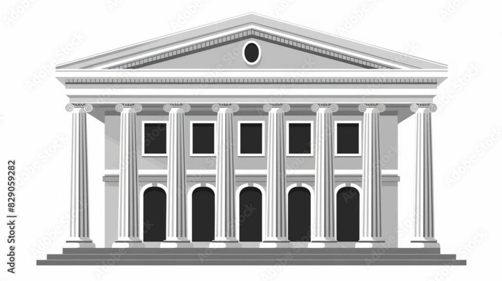 Bank building isolated on white background. Classical architecture with ...