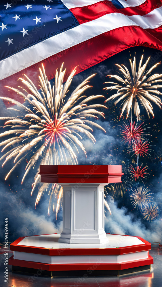 America product display background, USA podium background, white and ...