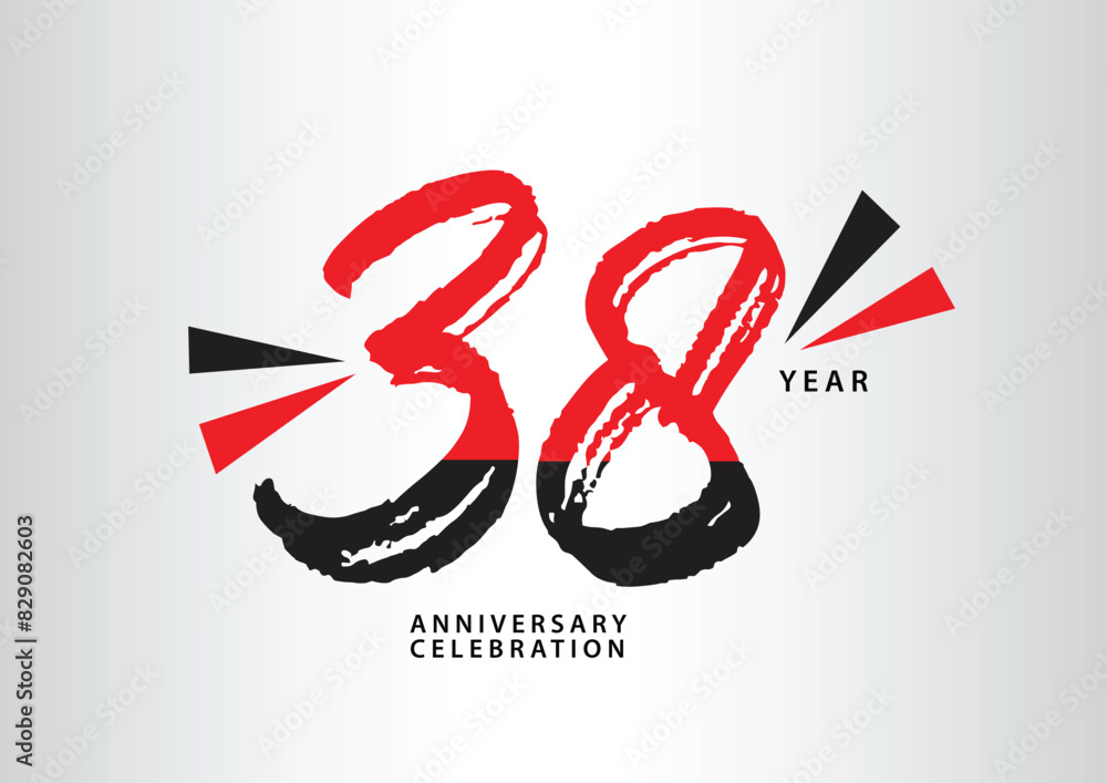 38 year anniversary celebration logotype vector, 38 number design, 38th ...