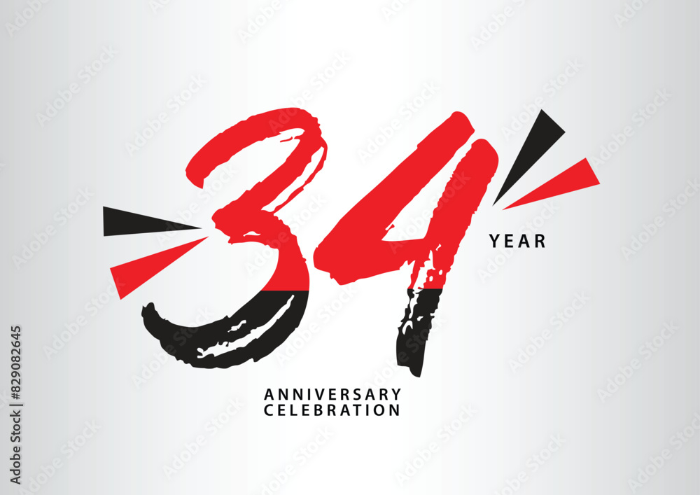 34 year anniversary celebration logotype vector, 34 number design, 34th ... 34 year anniversary celebration logotype vector, 34 number design, 34th ...