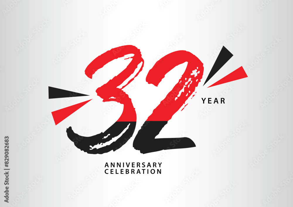 32 year anniversary celebration logotype vector, 32 number design, 32th ...