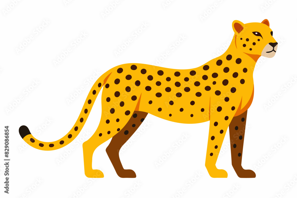 Stylized cheetah illustration with spots, flat design, predator animal ...