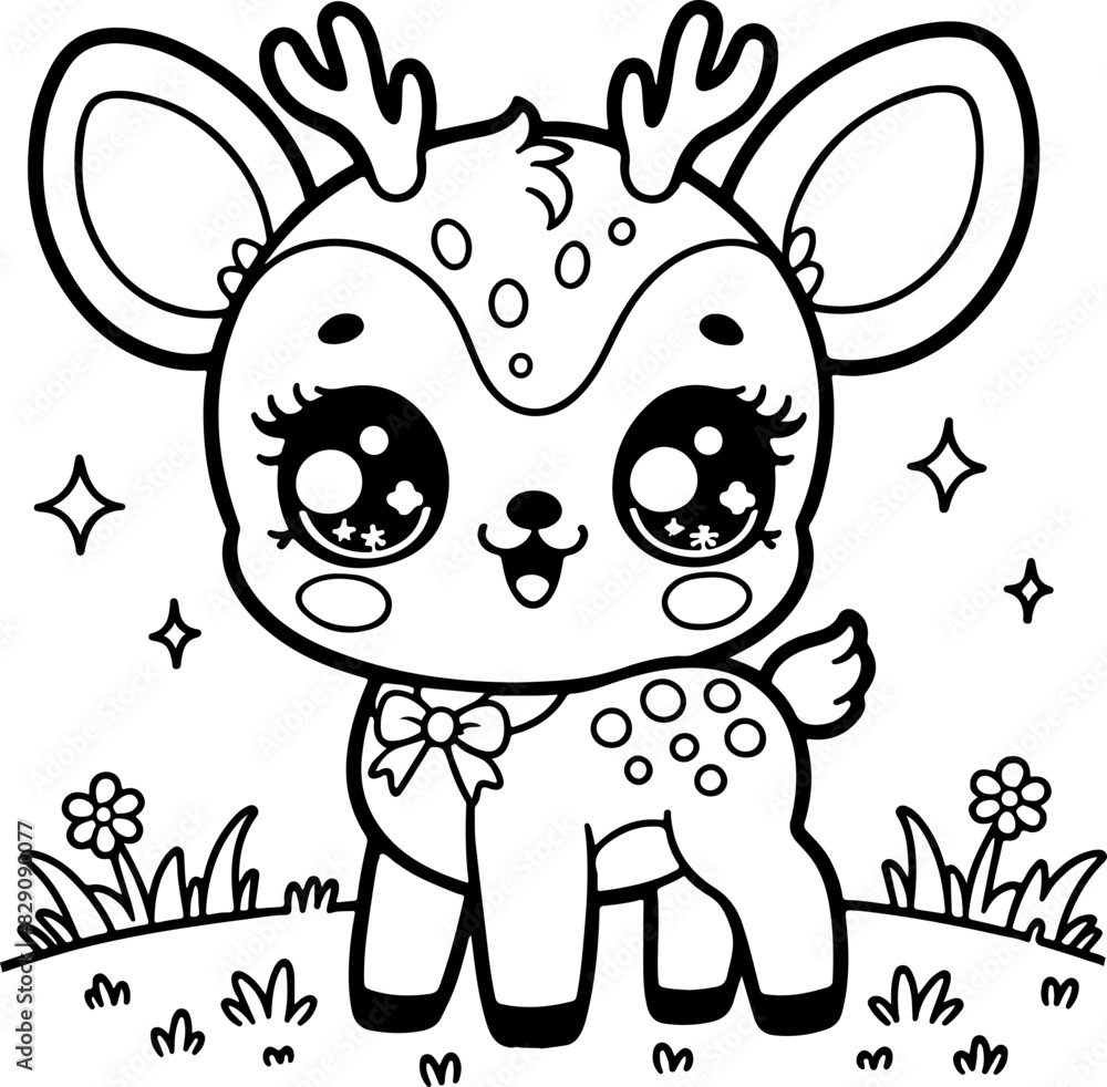 Grafika wektorowa Stock: Line art dessin au trait style kawaii de ...