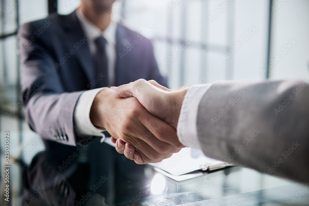 Handshake of two businessmen who enters into the contract to develop a ...
