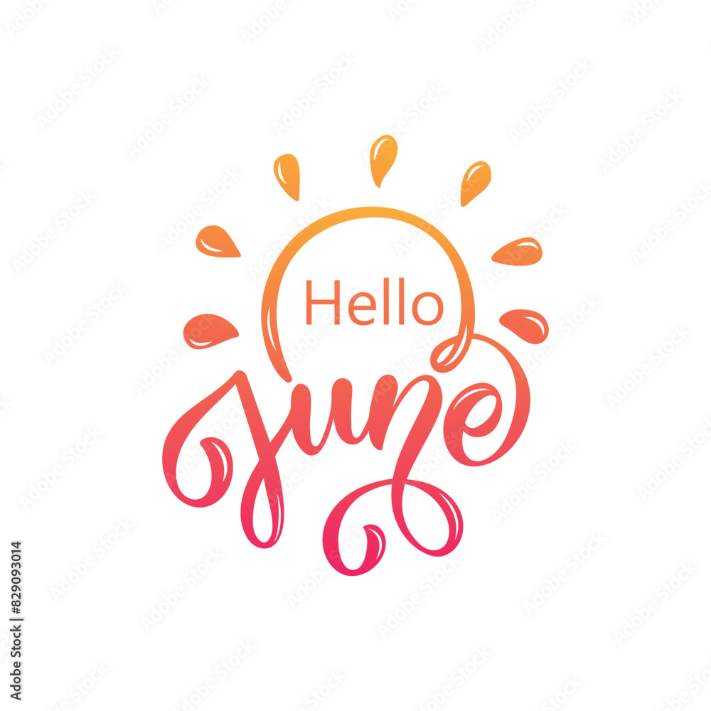 Hello July handwritten text. Trendy script lettering design Modern ...