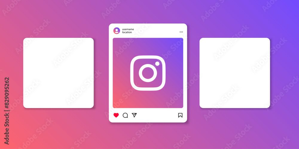 instagram post mockup vector. social media instagram carousel post ...