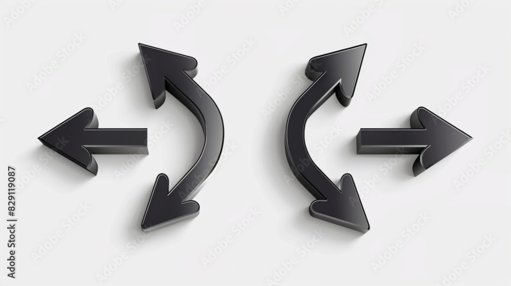 Choice between three roads icons. Three-way directional arrow collection. Way, road, direction ...