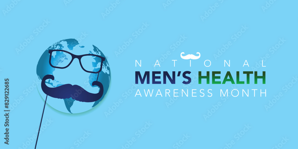 Mens health month concept horizontal banner design template. June is ...