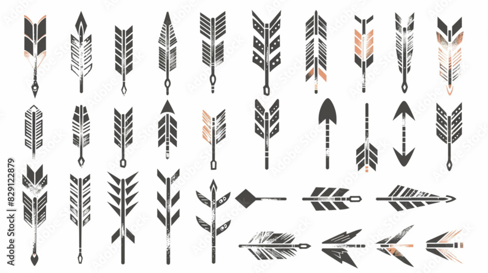 Hand drawn arrows collection Set simple flat arrows isolated on white ...