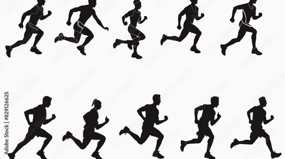 running man mascot logo icon or silhouette of running man 3D avatars ...