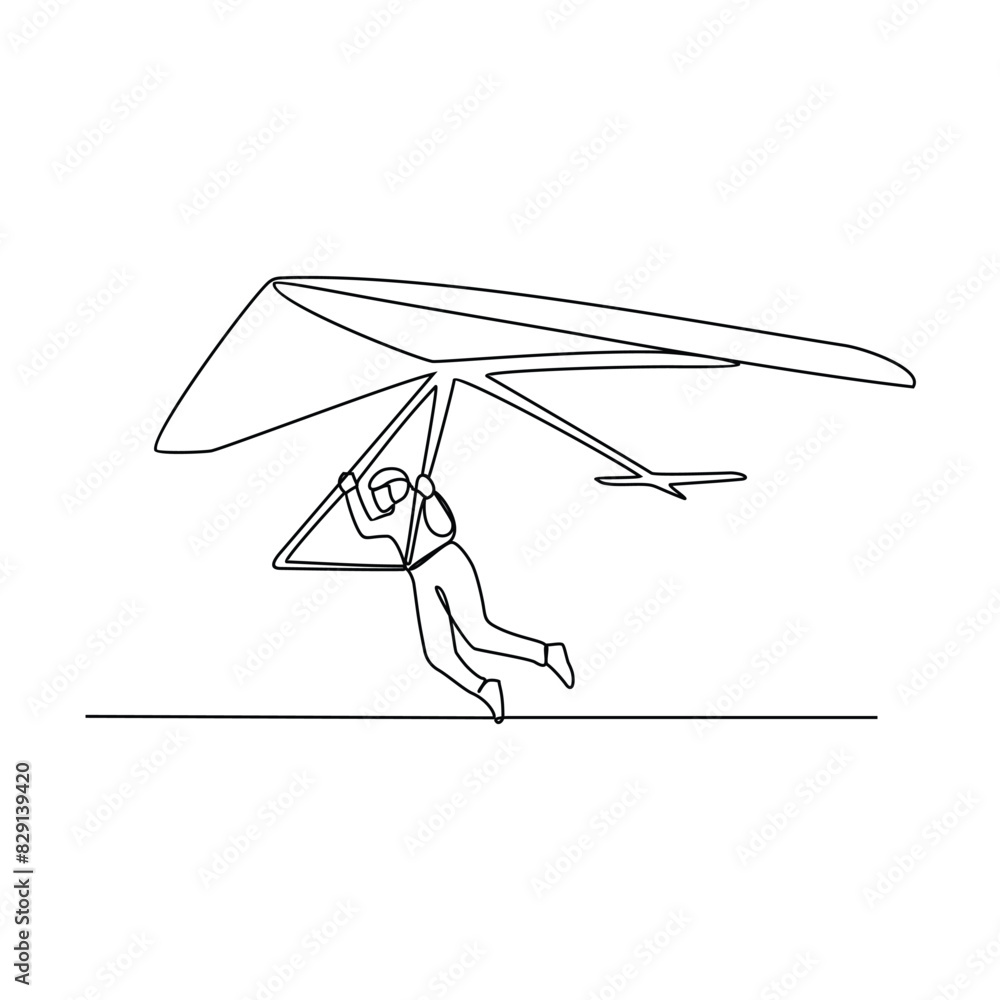 One continuous line drawing of paragliding sport vector illustration. Paragliding, an ...