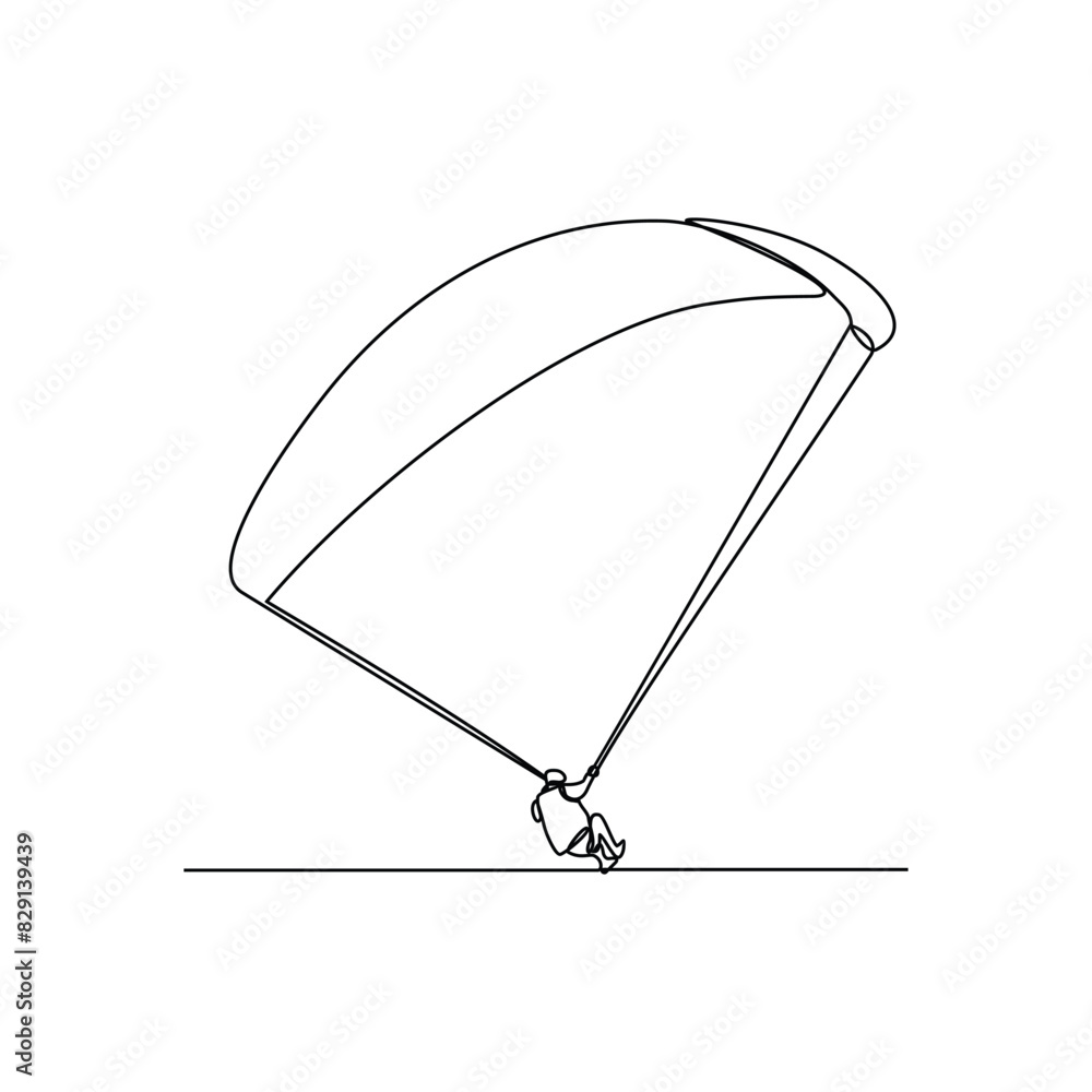 One continuous line drawing of paragliding sport vector illustration. Paragliding, an ...