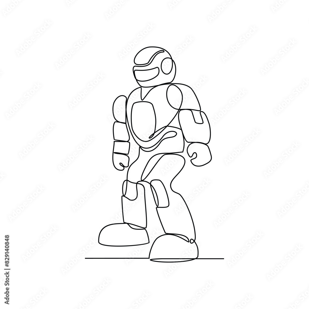 One continuous line drawing of Robot vector illustration. Programmable ...