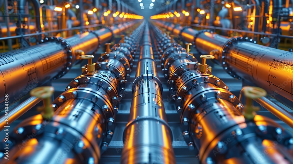 Overlay of pipeline system blueprints with images of extensive modern ...