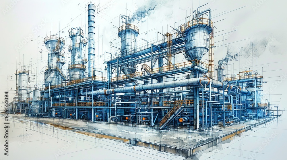 Construction sketches of chemical reactors superimposed on real ...
