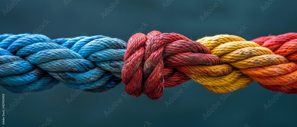 Team rope diverse strength connect partnership together teamwork unity ...