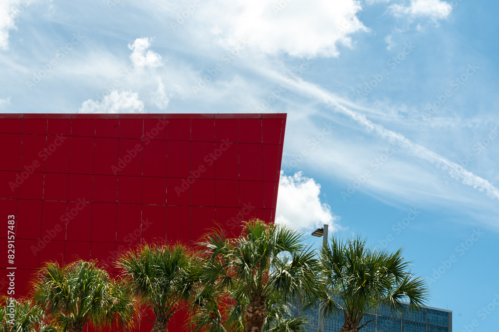 The exterior wall of a contemporary commercial style building with ...
