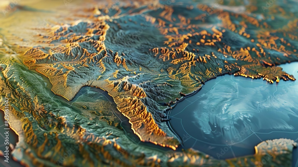 detailed threedimensional topographic map of texas usa with elevation ...