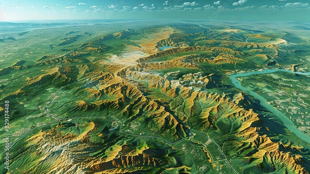 threedimensional topographic map of hungary with elevated terrain ...