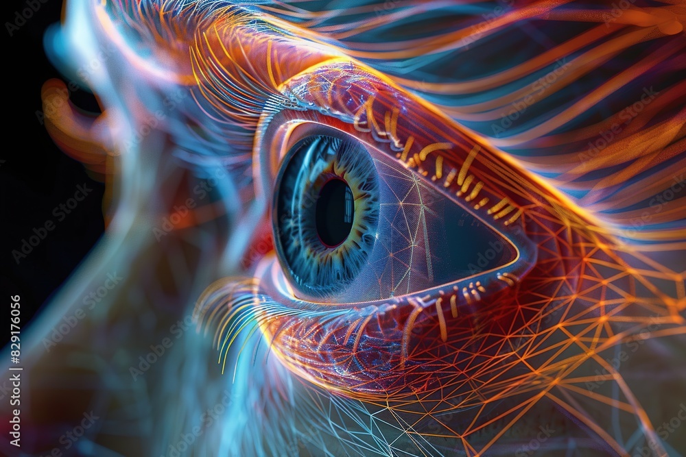 Detailed 3D hologram of human eye anatomy for focused study and medical ...