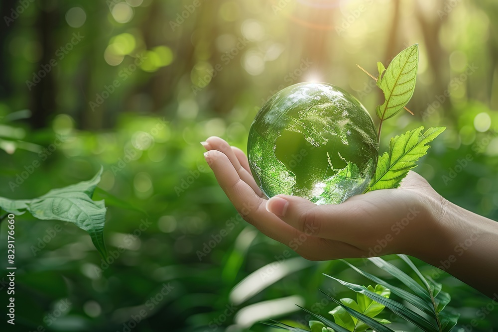 Eco-friendly earth, environmental saving with tree care planting and go ...