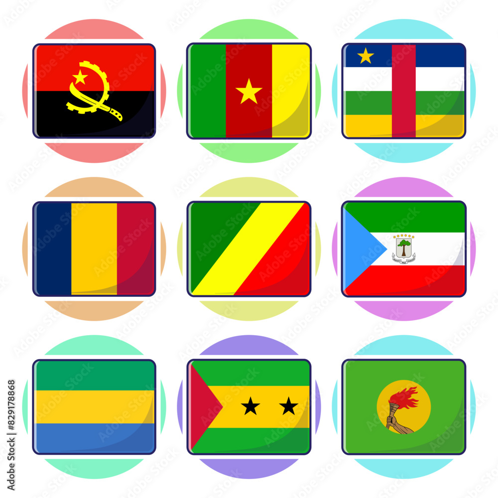 South African Countries Flags Flat Rectangle Vector Element Design