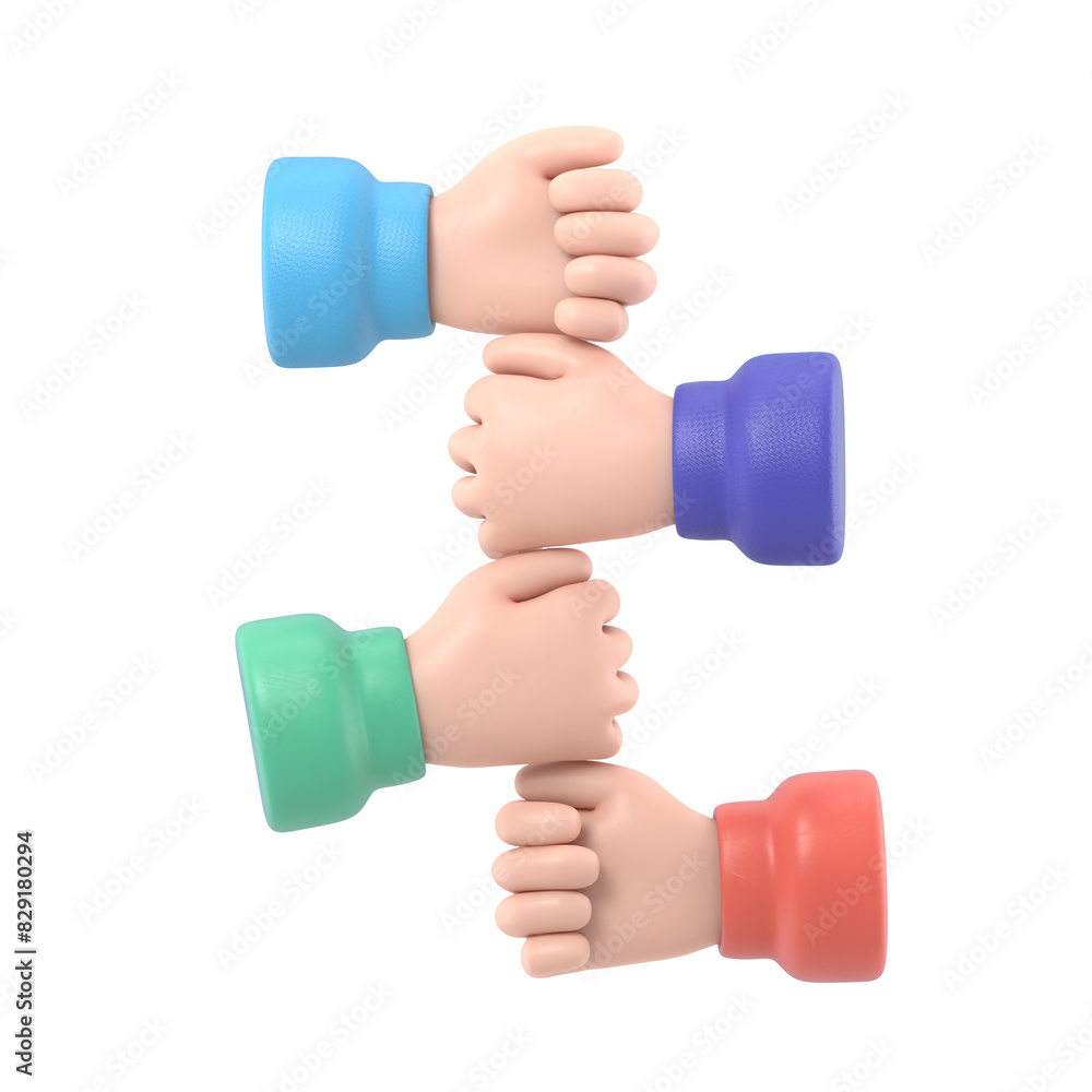 Transparent Backgrounds Mock-up.Three human join hands together ...