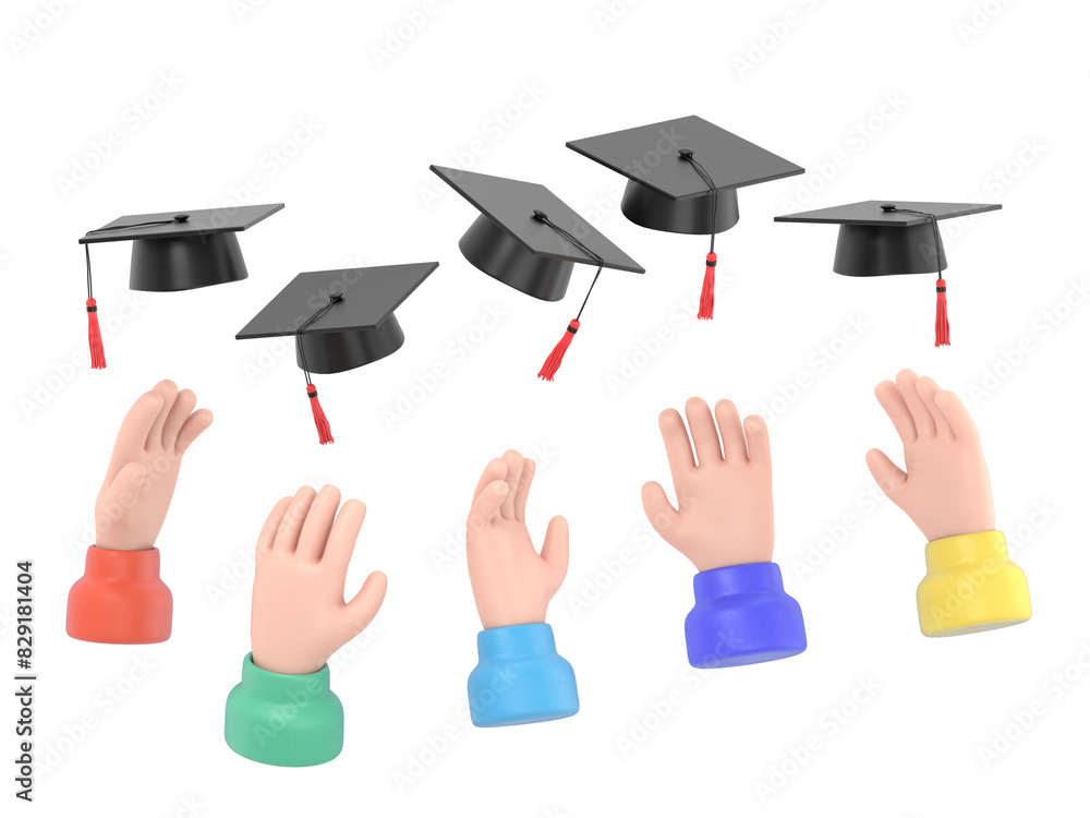 Transparent Backgrounds Mock-up.Businessman hands throwing graduation ...