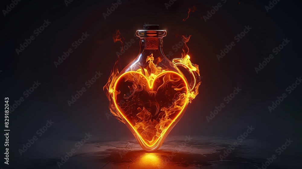 Highresolution image of an enchanting love potion bottle with a ...