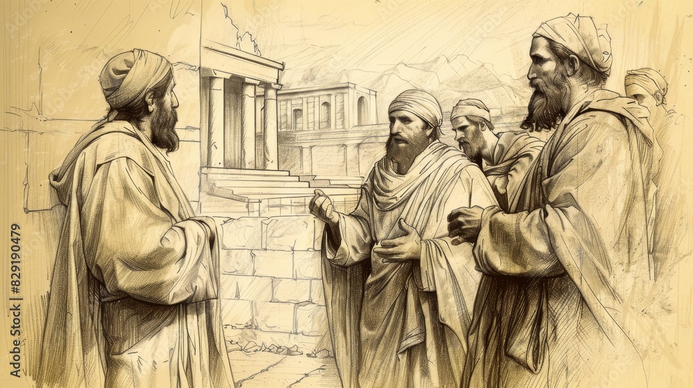 Temple Backdrop with Jesus Rebuking Pharisees, Calling 'Whitewashed ...