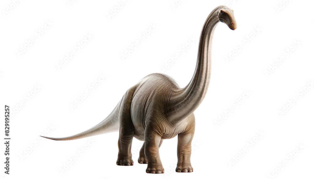 Realistic image of an isolated Brachiosaurus, a large herbivorous ...