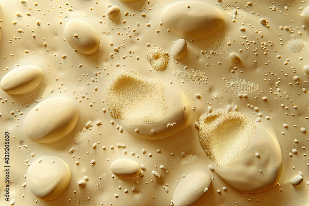 Yeast cells with budding formations on bread dough, showing detailed ...