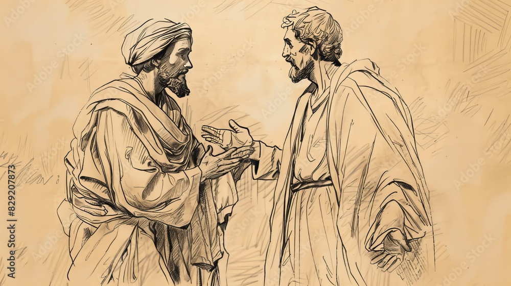 Jesus Inviting Rich Young Ruler to Follow, Man Hesitating, Biblical ...