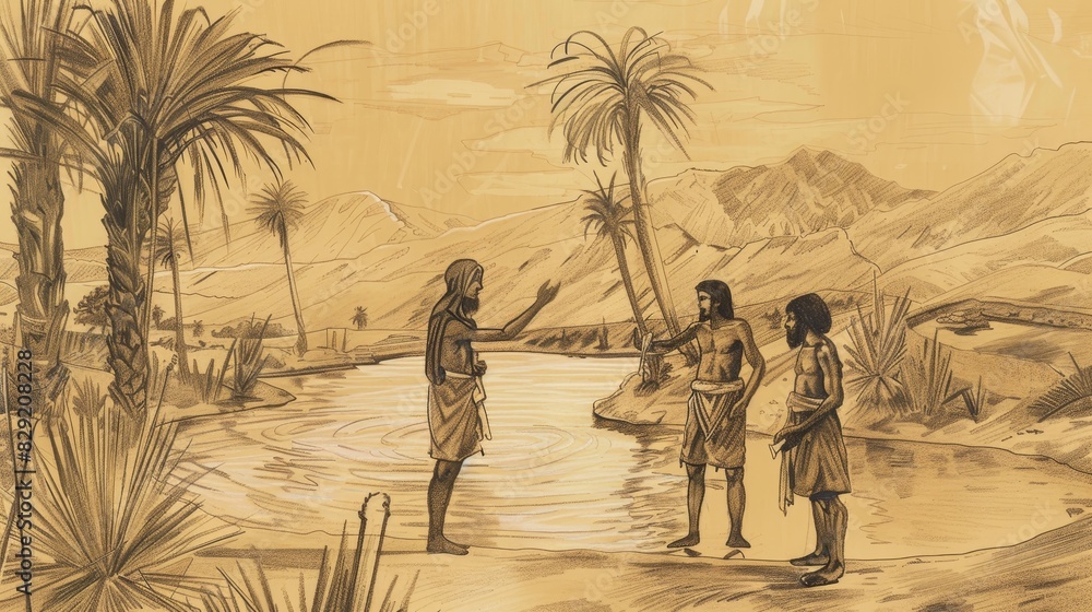 Ethiopian Eunuch Baptized by Philip, Conversion in Desert Oasis ...