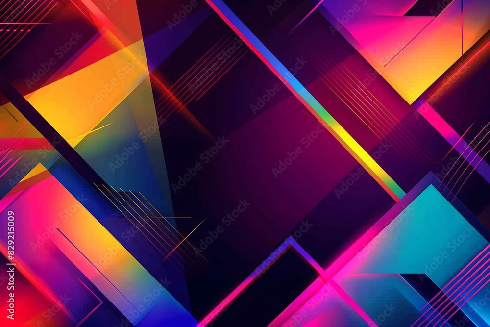 Neon colors and bold shapes combine in a lively abstract pop style ...