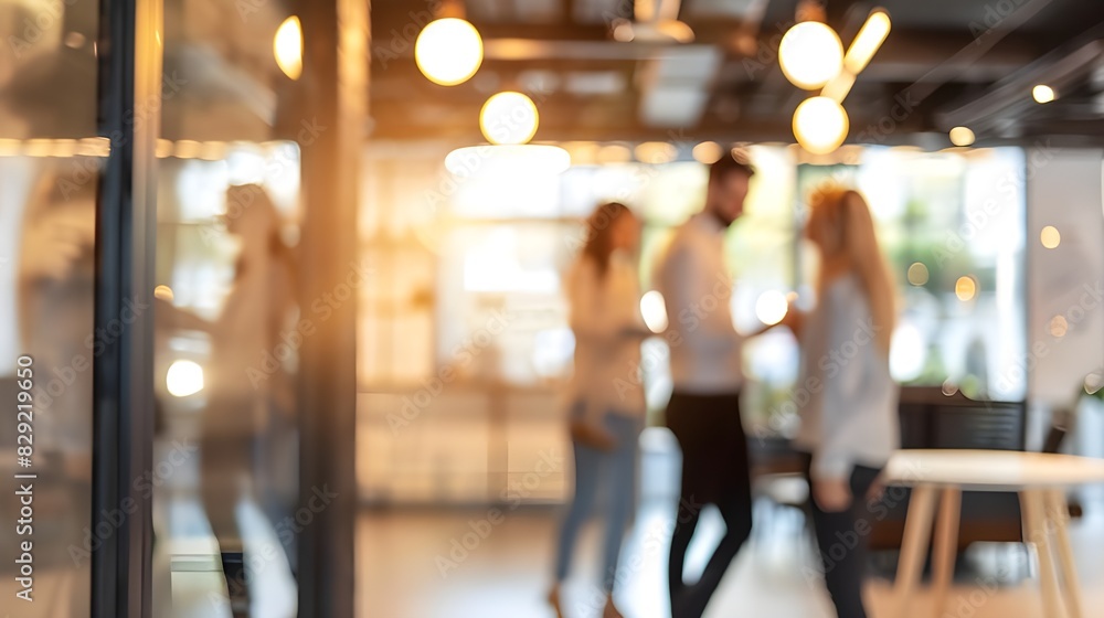 Business open modern office daytime daylight with blurred people in ...