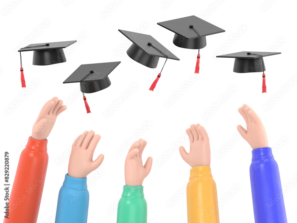 Transparent Backgrounds Mock-up.Businessman hands throwing graduation ...