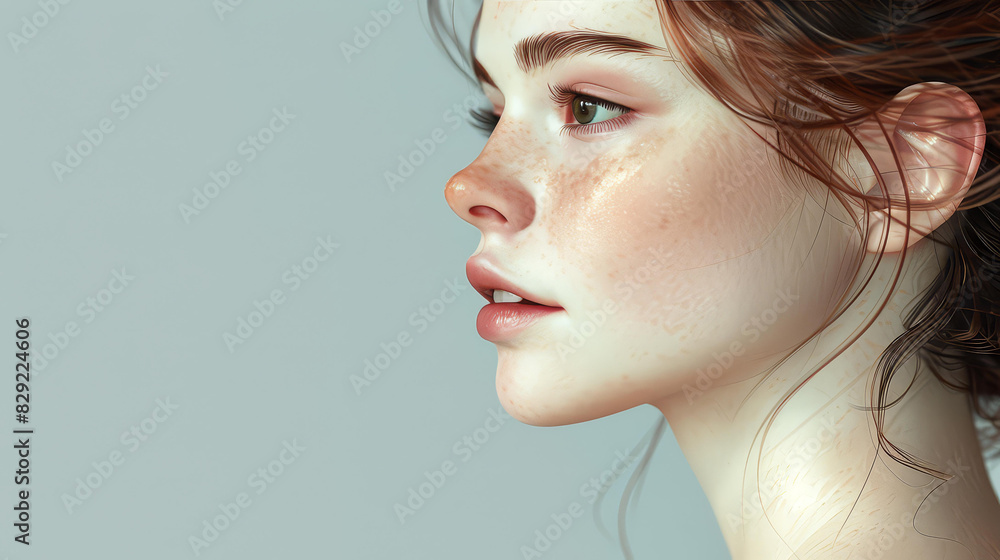 Detailed illustration of elegant woman highlighting her neck and ...