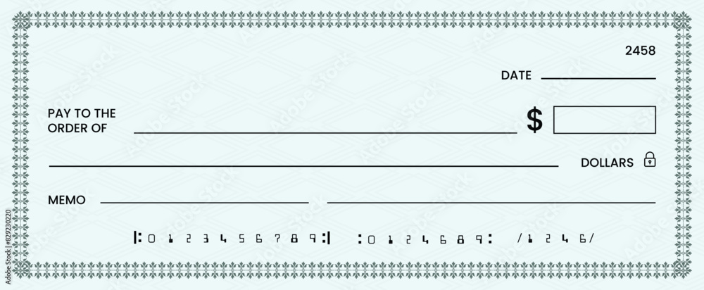 Blank bank check, checkbook cheque template or money payment paper ...