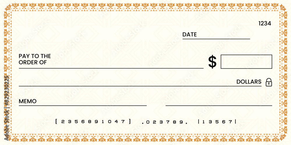 Blank bank check, checkbook cheque template or money payment paper ...