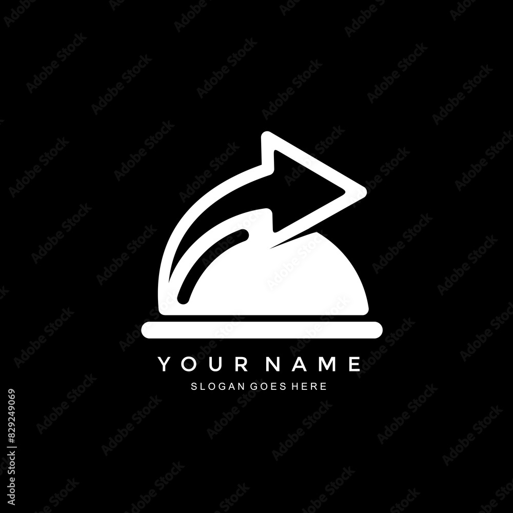 fast food logo. arrow and food cover logo design. suitable for fast ...