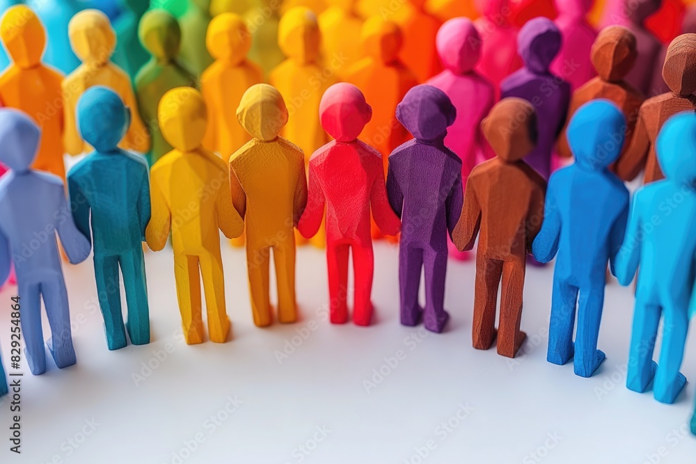 People of all colors holding hands, inclusive business mindset values ...