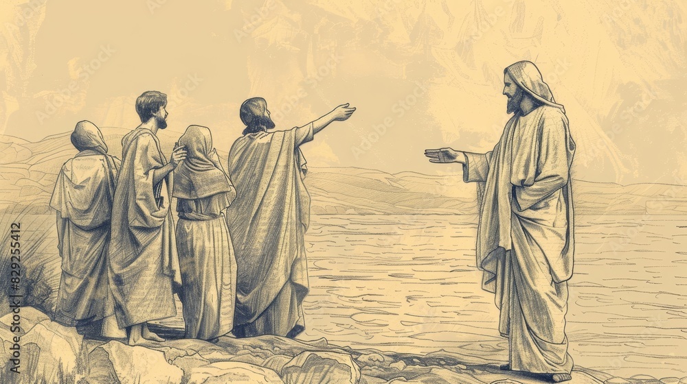 Jesus's Call to Disciples: Faith and Commitment, Biblical Illustration ...