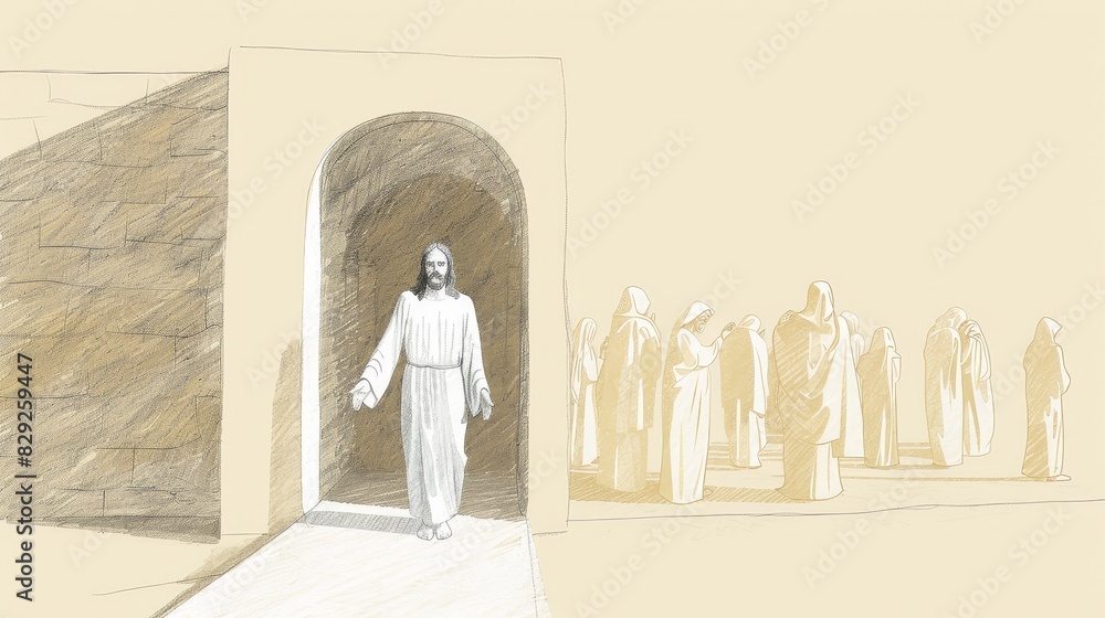 Jesus at Church Door, Biblical Illustration of Welcome and Divine ...