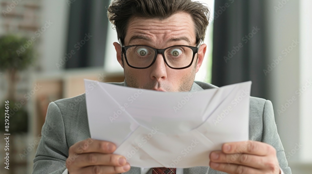 Shocked Businessman, Woman and Child Reading Surprising Letter ...