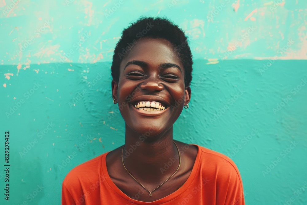 authentic portrait of black woman, facial expression with bold vivid ...